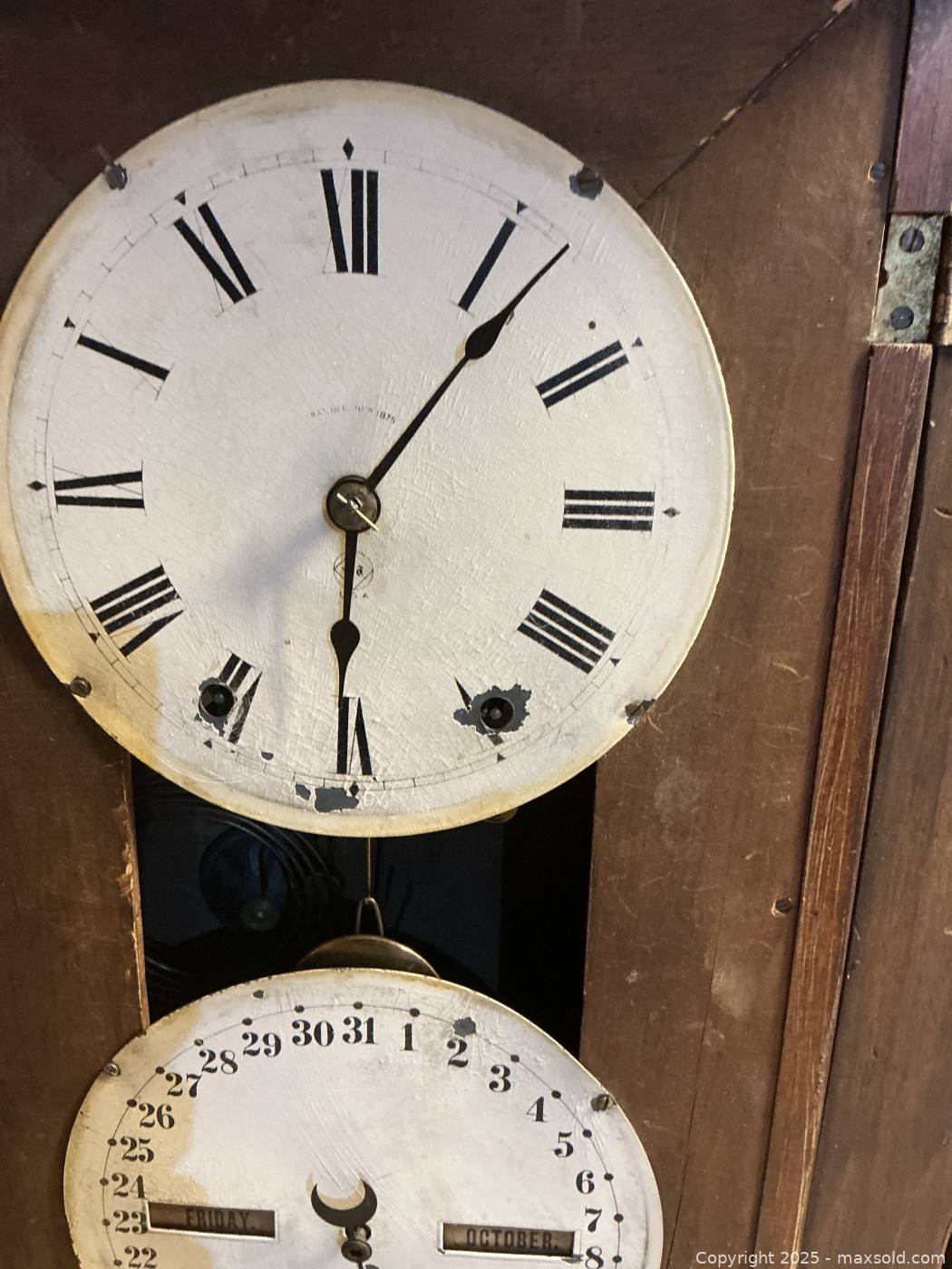 Wooden double dial mantel clock with keys | Maxsold