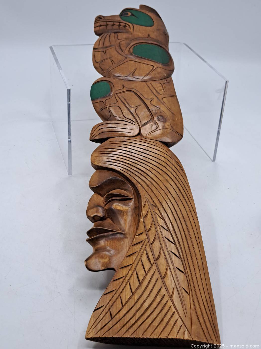 Salish carved wood panel signed Tyrone Joseph 1991 | Maxsold