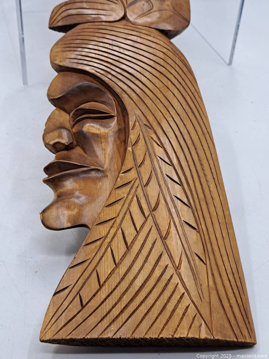Salish carved wood panel signed Tyrone Joseph 1991 | Maxsold