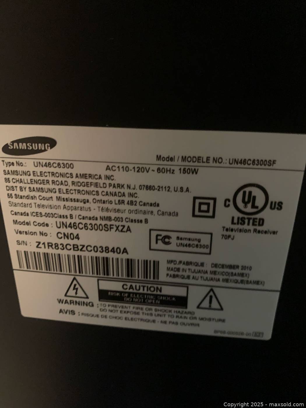 Samsung UN46C6300 Flatscreen TV Working | Maxsold