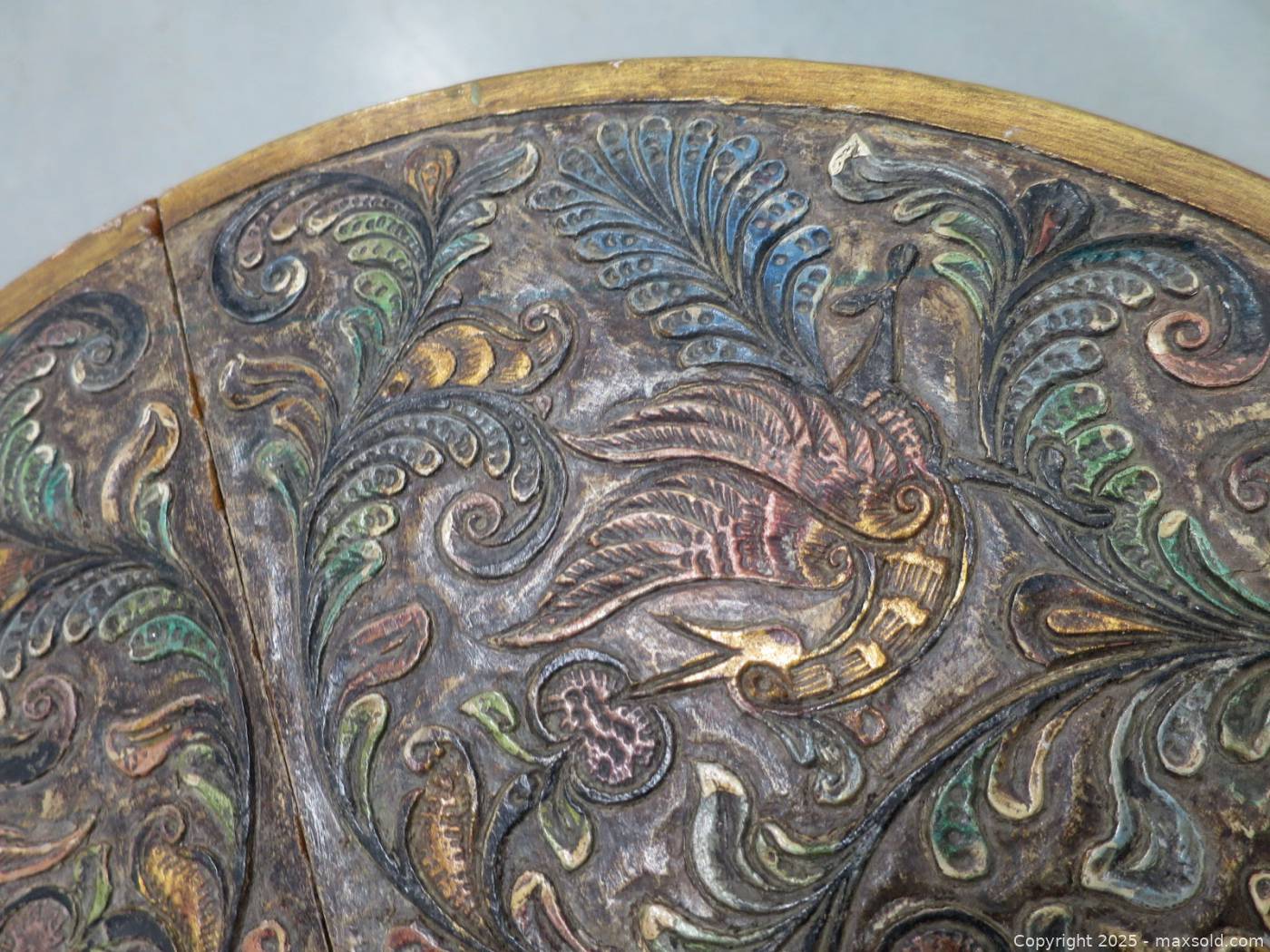 Hand Tooled Leather Folding Side Table | Maxsold