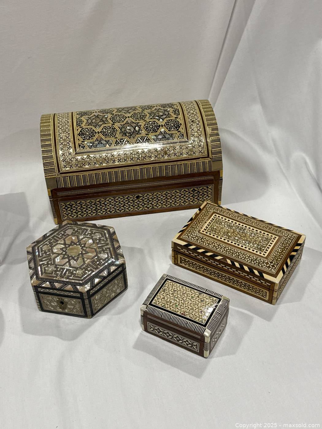 Egyptian Inlaid Wooden Boxes Set of 11 with Mother-of-Pearl Inlay | Maxsold