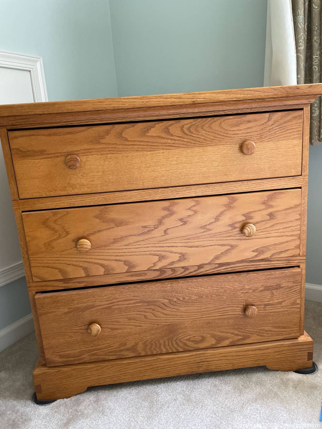 Two Oak Nightstands and Matching 3-Drawer Oak Dresser | Maxsold