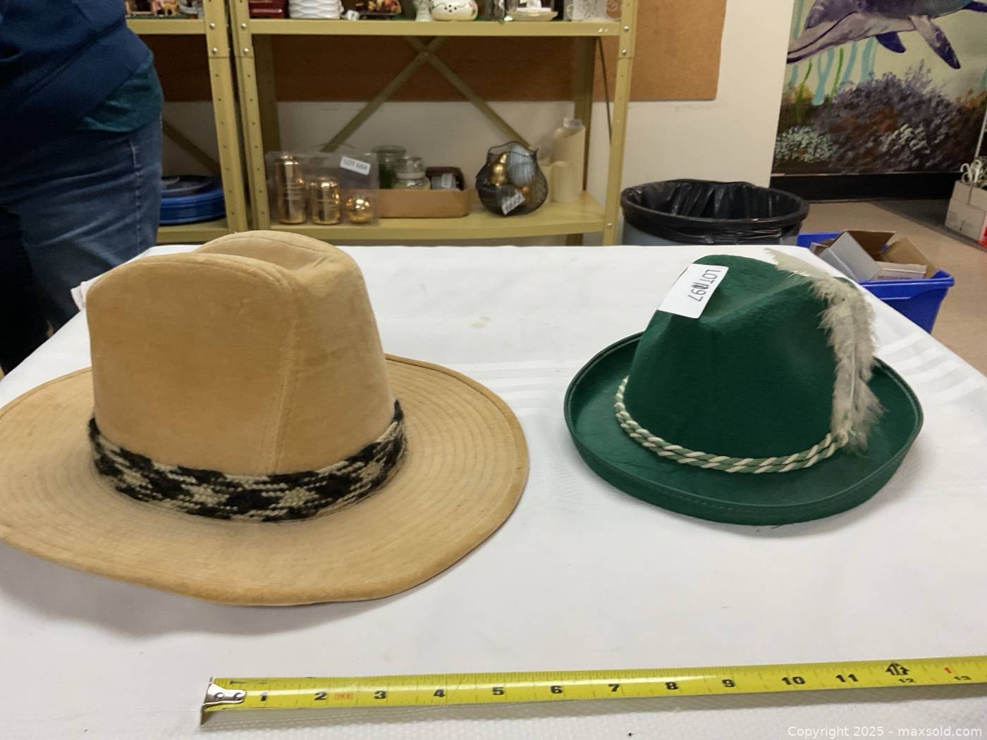Stetson tan felt hat and green Tyrolean hat | Maxsold