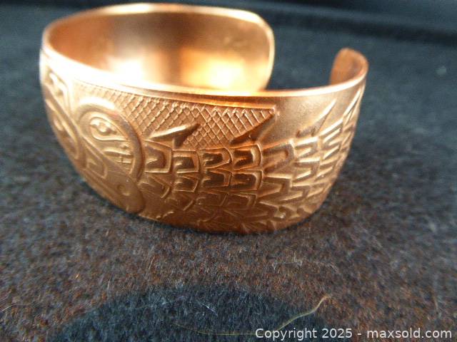 Haida engraved copper cuff bracelet | Maxsold