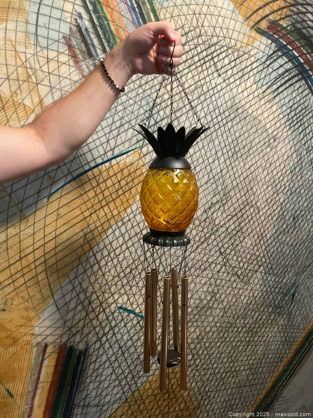 Pineapple Amber Glass Wind Chime | Maxsold