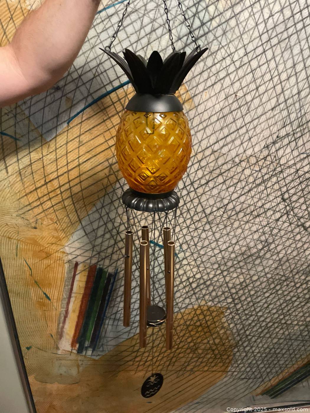 Pineapple Amber Glass Wind Chime | Maxsold