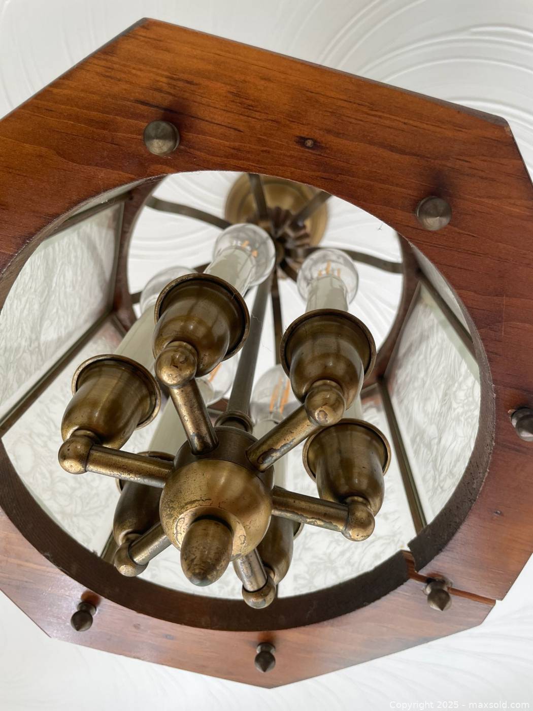 Vintage hexagonal semi-flush ceiling lantern light | Maxsold