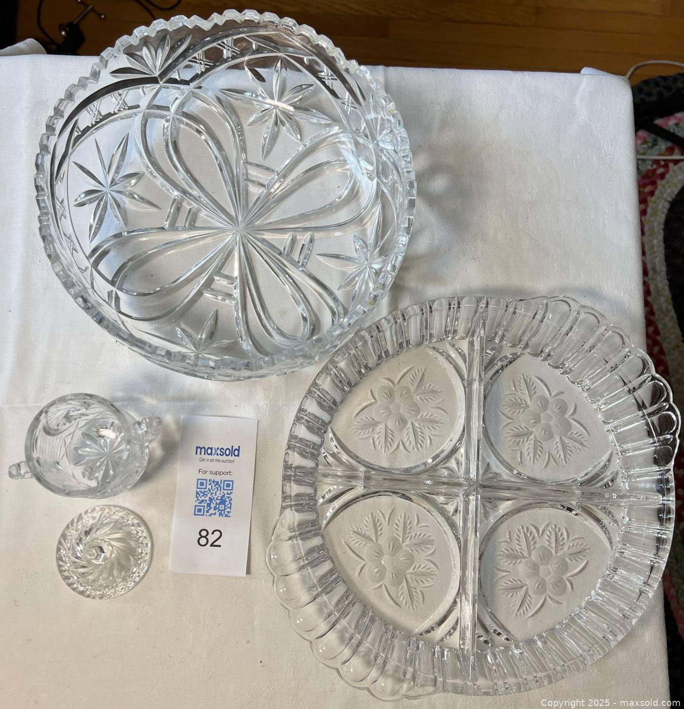 Vintage crystal serving dish, bowl, covered sugar | Maxsold
